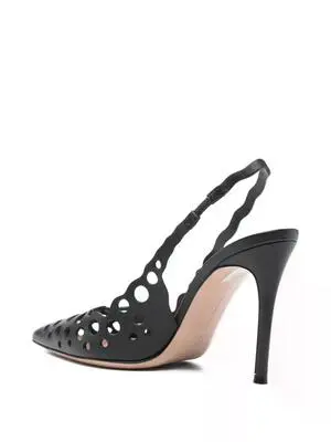 GIANVITO ROSSI Laser-cut Slingback Heeled Pumps - Black