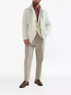 Brunello Cucinelli Linen And Cotton Mélange Jersey Long Sleeve Polo - Red