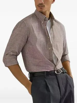 Brunello Cucinelli Flower-print Twill Shirt