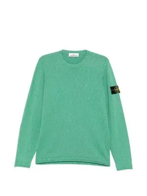 Stone Island Logo Patch Crew Neck Sweater - Green