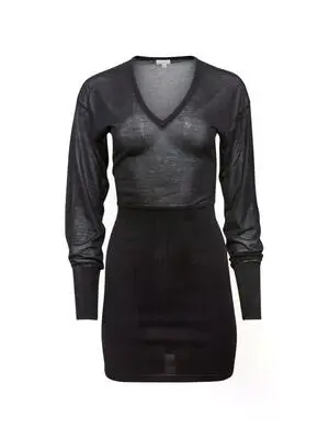 FLEUR DU MAL V-neck Long-sleeve Mini Dress - Black