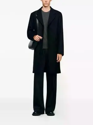 Sandro Wool And Cashmere Blend Coat - Blue