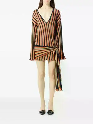 Blumarine Striped V-neck Mini Dress