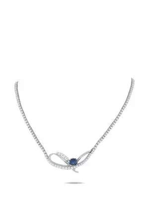 LB EXCLUSIVE Platinum Diamond And Sapphire Necklace - Silver