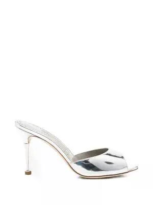 Manolo Blahnik Silver Tone Mules Clogs For Women
