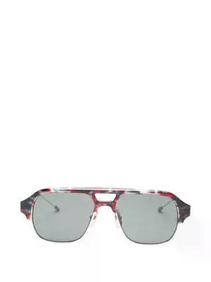 Thom Browne Patterned Pilot Sunglasses - Silver