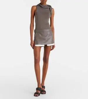 Rick Owens Fog Leather Mini Skirt - Grey