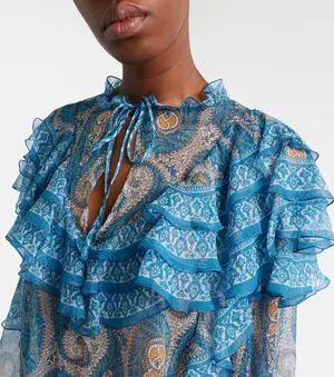 Etro Paisley Ruffled Silk Blouse