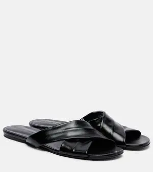 Khaite Liria Leather Slides - Black