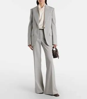 Stella McCartney Striped Wool Bootcut Pants - Grey
