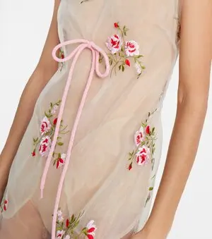 Simone Rocha Embroidered Sheer Organza Midi Dress