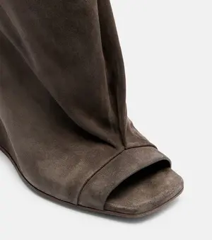 Rick Owens Cantilever Suede Peep-toe Boots