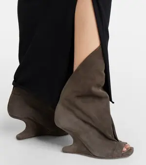 Rick Owens Cantilever Suede Peep-toe Boots