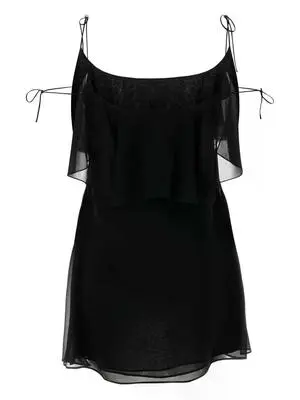 Saint Laurent Ruffled Strappy Dress - Black