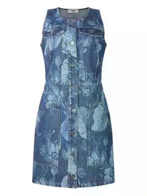 Fendi Floral-print Button-front Dress - Blue