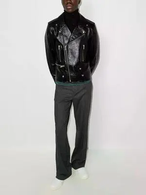 Saint Laurent Leather Zipped Biker Jacket