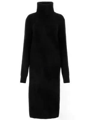 Saint Laurent Ribbed Turtleneck Maxi Dress - Black