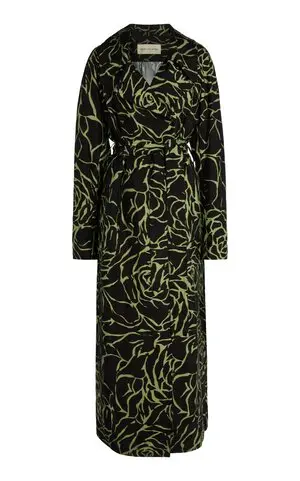Dries Van Noten Rolana Printed Twill Trench Coat - Black