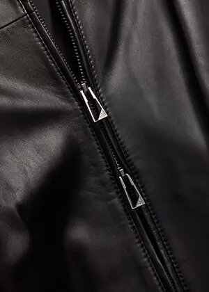 Emporio Armani High-neck Leather Zip-up Jacket