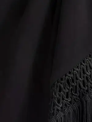 Tadashi Shoji V-neck Midi Dress With Fringe Trim
