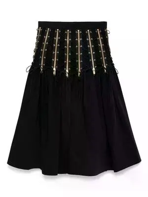 Undercover Zipped Lace-up Midi Skirt - Black