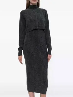 ALLSAINTS Sabine High-neck Cable Knit Midi Dress