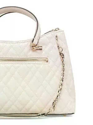 Guess Quilted Pattern Shoulder Bag With Logo Plaque