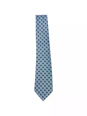 Zegna Square Print Neck Tie - Blue