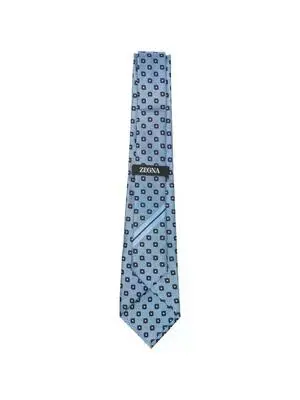 Zegna Square Print Neck Tie - Blue