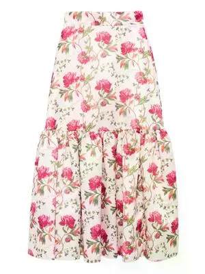 GIADA CURTI Floral Print Ruffle Hem Skirt