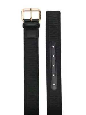 Moschino Monogram Leather Belt - Black
