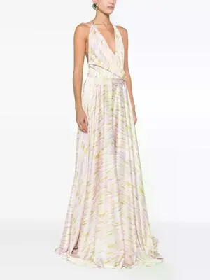 GIADA CURTI Halterneck Maxi Dress In Pastel Print