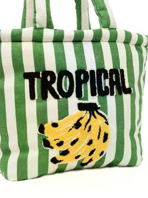 Farm Rio Striped Tropical Banana Tote Bag