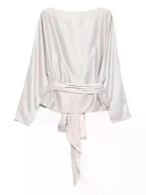 GIADA CURTI Metallic Finish Wrap Top