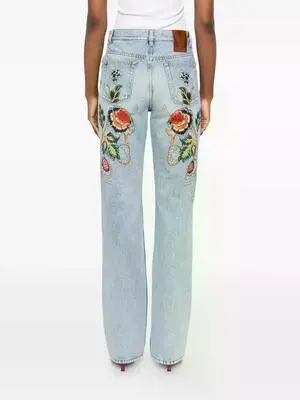 Valentino Garavani Straight Leg Embroidered Jeans