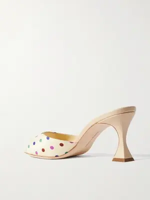 Manolo Blahnik Polka-dot Silk-satin Mules - Neutrals