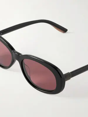 Brunello Cucinelli Claire Oval Frame Sunglasses With Monili Embellishment