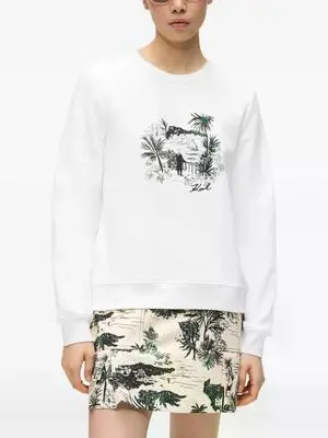 Karl Lagerfeld Graphic Print Crewneck Sweatshirt - Neutrals