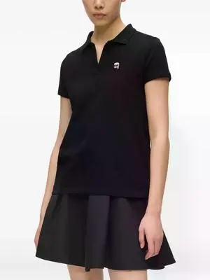 Karl Lagerfeld Ikon Polo Top With Logo Detail - Black