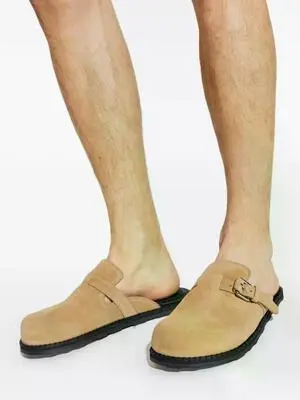 Moschino Buckled Suede Mules