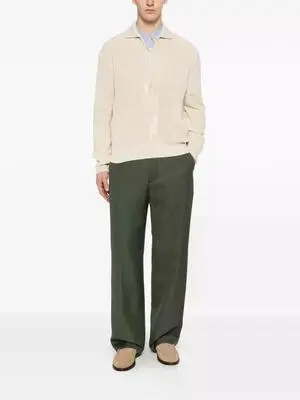 LARDINI Rib Knit Half-zip Polo Sweater