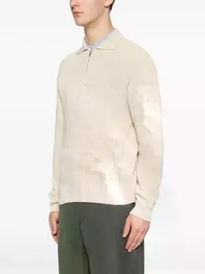 LARDINI Rib Knit Half-zip Polo Sweater