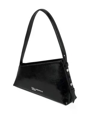 Karl Lagerfeld Leather Shoulder Bag With Logo Appliqu