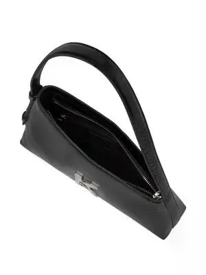 Karl Lagerfeld Leather Shoulder Bag With Logo Appliqu