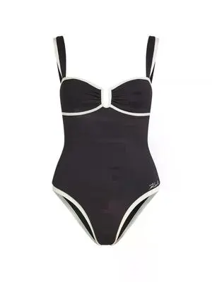 Karl Lagerfeld Signature Cheeky Swimsuit - Black
