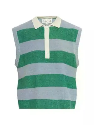 Munthe Bracha Striped Sleeveless Polo-collar Sweater
