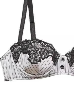 FLEUR DU MAL Executive Balconette Pinstripe Lace Bra