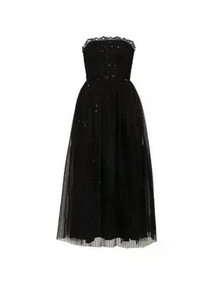 NISSA Lace-trimmed Tulle Midi Dress