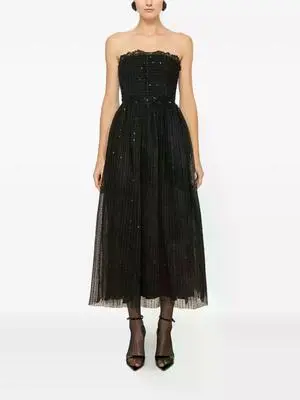 NISSA Lace-trimmed Tulle Midi Dress
