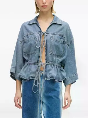 Karl Lagerfeld Tie Front Denim Blouse